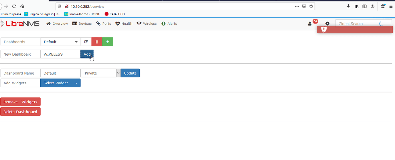 Dashboard and global settings not working - Help - LibreNMS Community