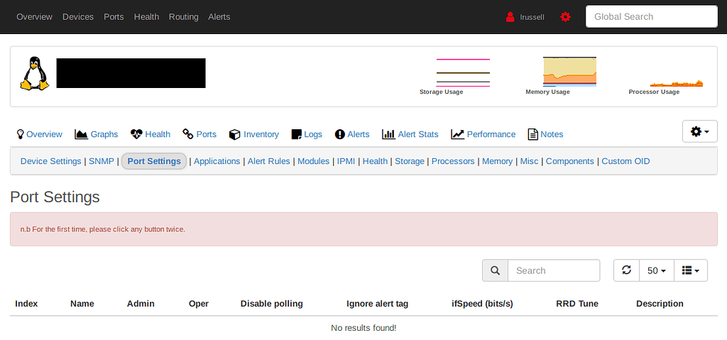 Unable to edit device port settings - Help - LibreNMS Community