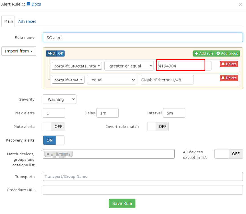 Bandwidth alarm alert rules - Help - LibreNMS Community