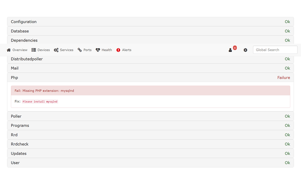 Failure showing in WebUI but not in command shell - Help - LibreNMS Community