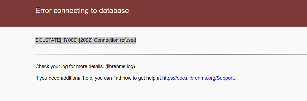 SQLSTATE[HY000] [2002] Connection refused randomly - Help - LibreNMS Community