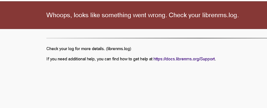 Soemthing whent wrong web UI error. Logger Errors - Help - LibreNMS Community
