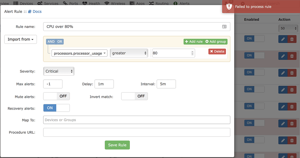 Error Adding new rule - Help - LibreNMS Community Error Adding new rule - Help - LibreNMS Community
