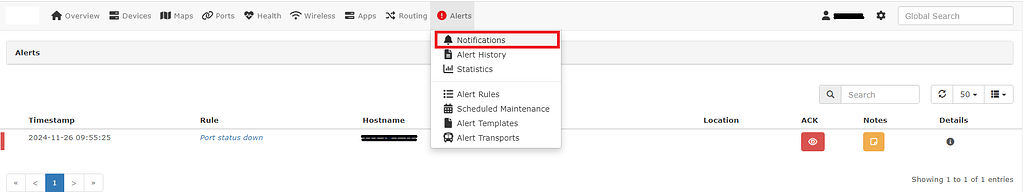You have a question about the notification menu on the alert tab - Help - LibreNMS Community